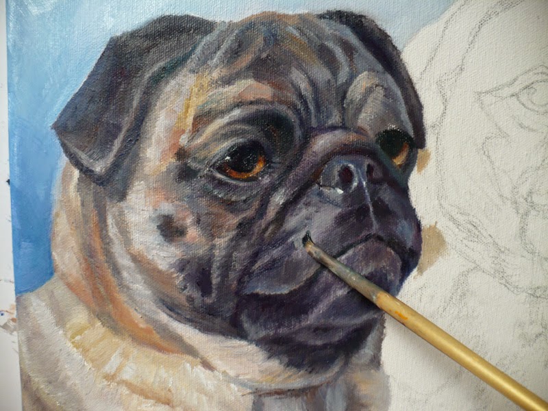 Zeh Original Art Blog Watercolor and Oil Paintings: Pug Painting - Oil ...