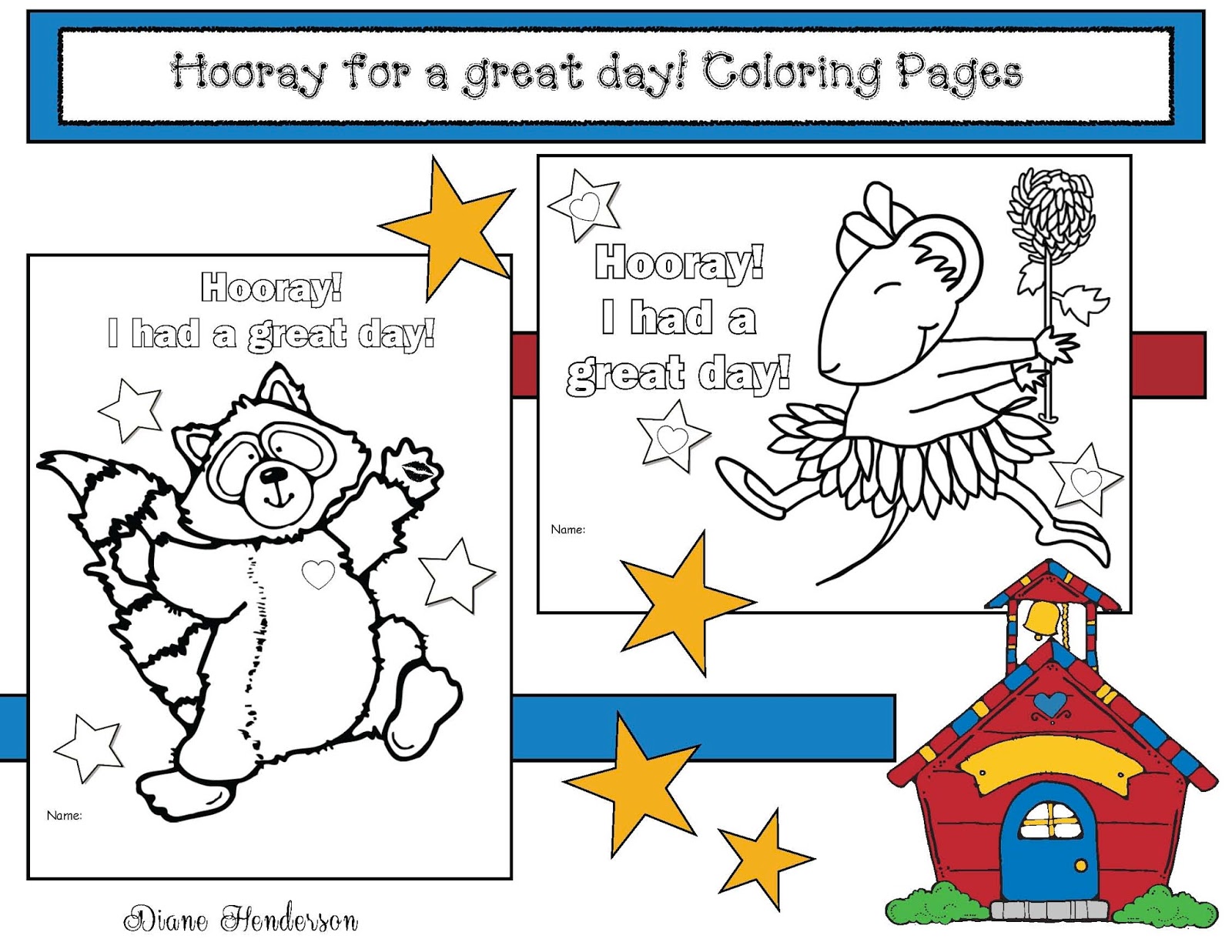 Hooray For A Great Day! Back To School "Color Me" Worksheets ...