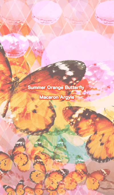LINE Summer Orange Butterfly Macaron Argyle LINE Summer Orange Butterfly Macaron Argyle
