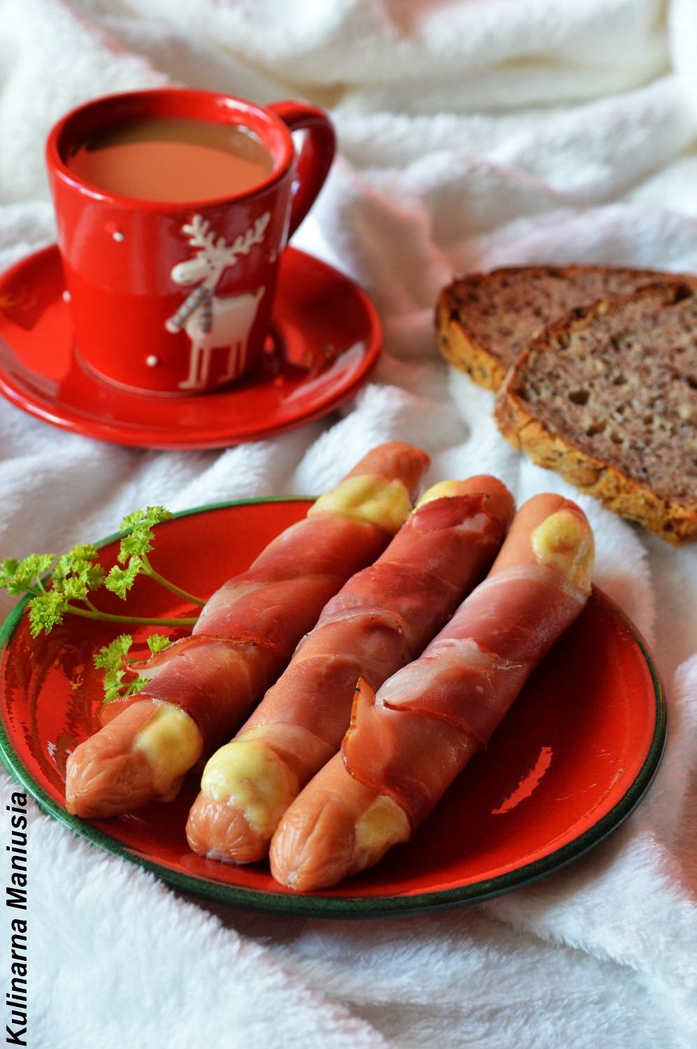 Parówki zapiekane z serem i szynką mojego taty