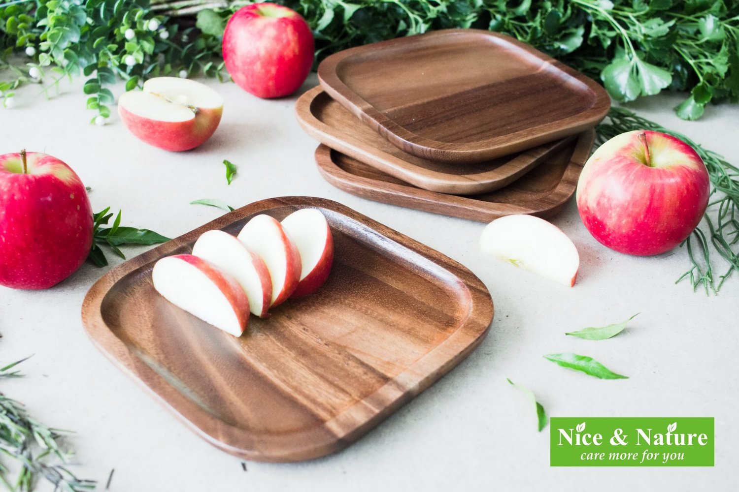 Oma Loves U!: Acacia Wood Plate Set of 4, Acacia Square Plates #Acacia