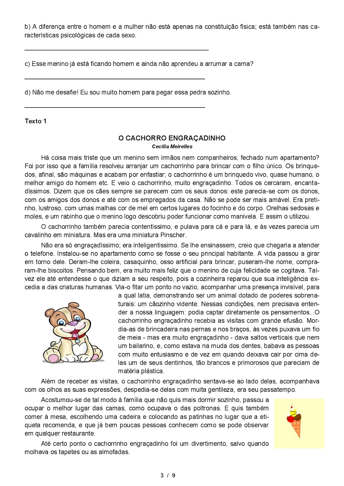 Atividades De Portugues 9 Ano Interpretação De Texto Com Gabarito - BINKEDU