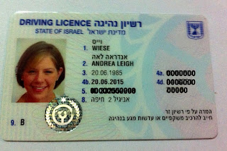 You've given me the most beautiful set of wings.: Israeli Driving License!