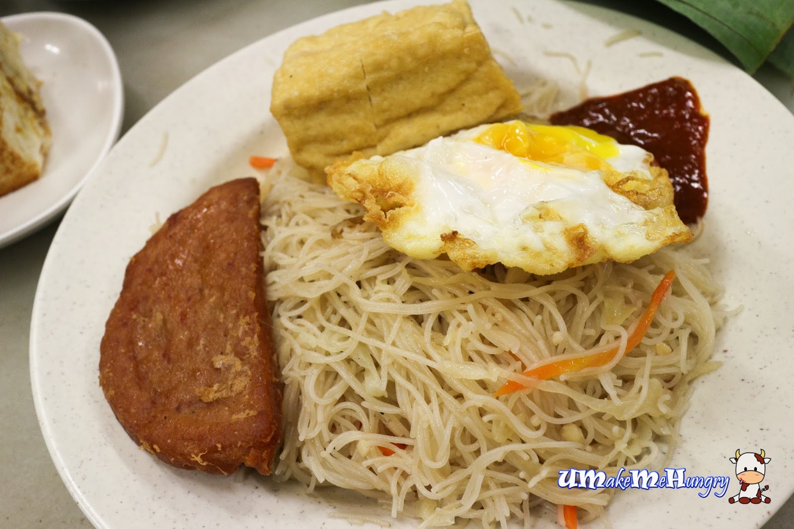 Bee Hoon with Luncheon Meat and Egg