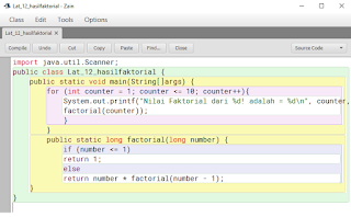 Java Script: Membuat Coding Hasil Faktorial Menggunakan BlueJ
