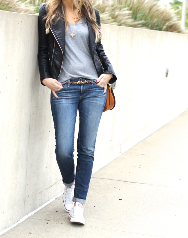 moto jacket + converse | Lilly Style | Bloglovin’