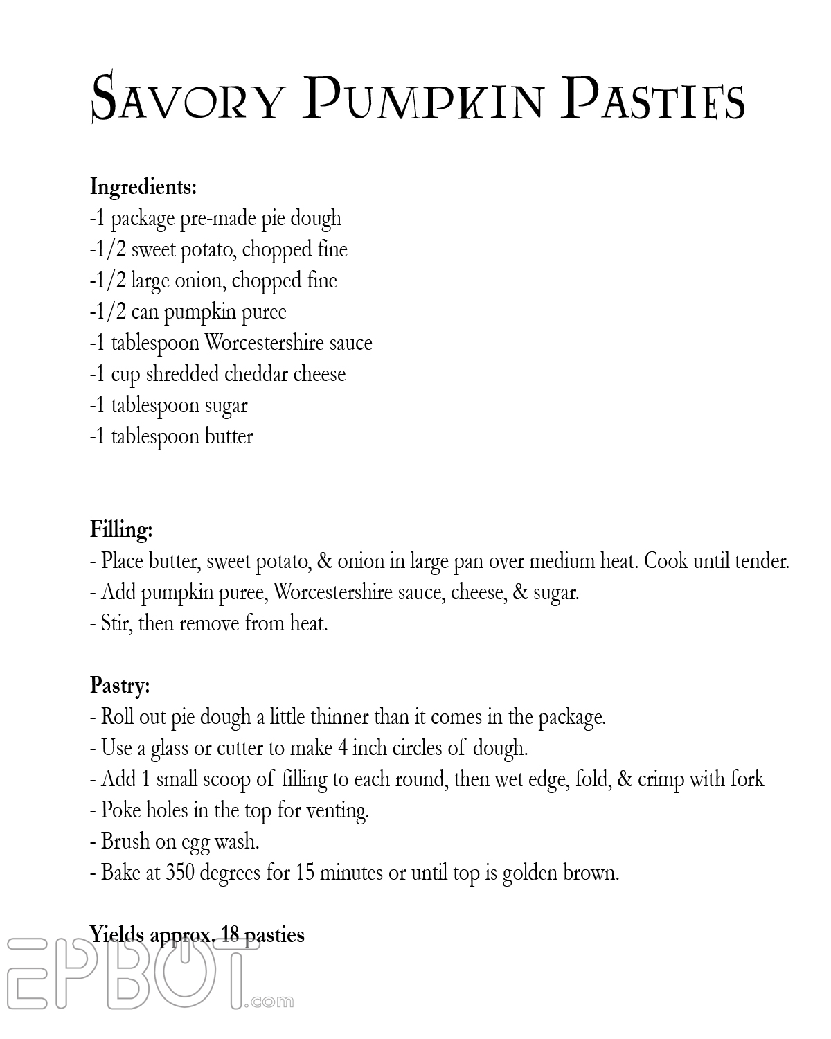 EPBOT: Final Harry Potter Recipes: Cauldron Cakes & Savory Pumpkin Pasties!