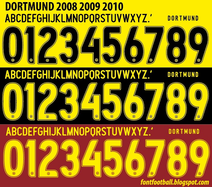 FONT FOOTBALL: Font Vector Dortmund 2008 2009 kit