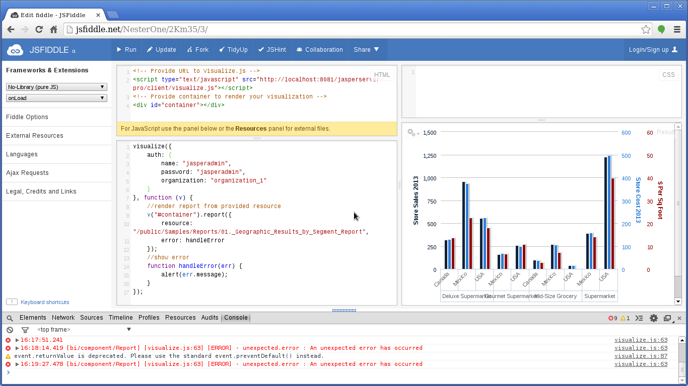 Jaspersoft Embedding Bi With Visualize Js The Begineers Guide Sample Testing Using Jsfiddle