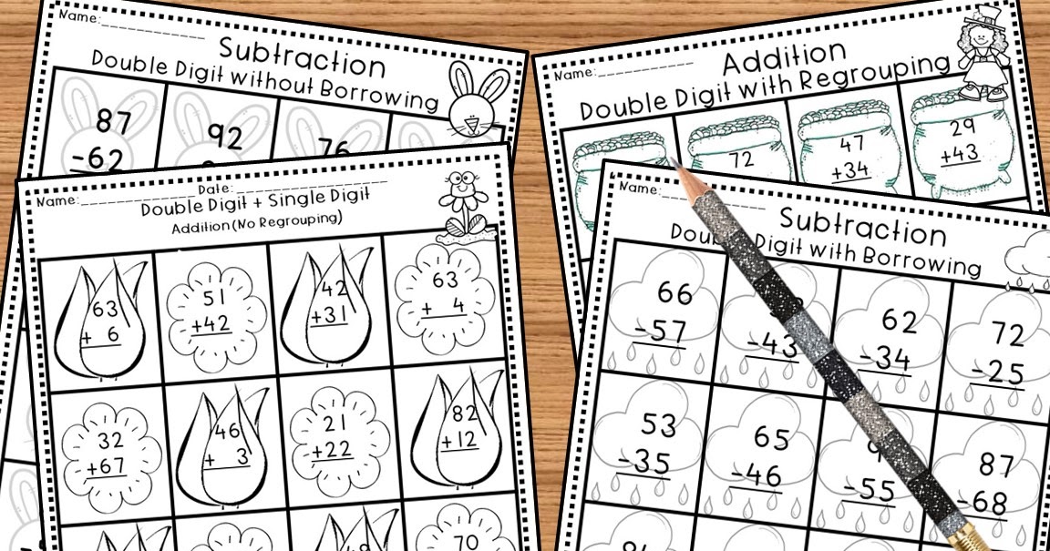 First Grade Love: Double Digit Add and Subtract Spinner Challenge