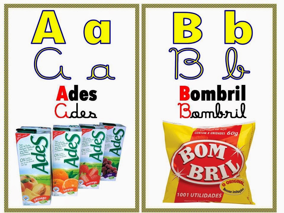 Cartazes educativos Alfabeto de rótulos para alfabetização | Aprendendo ...
