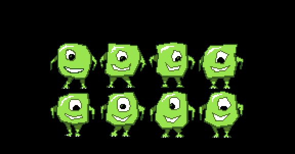 Pixelart001: Green Monsters using #aseprite