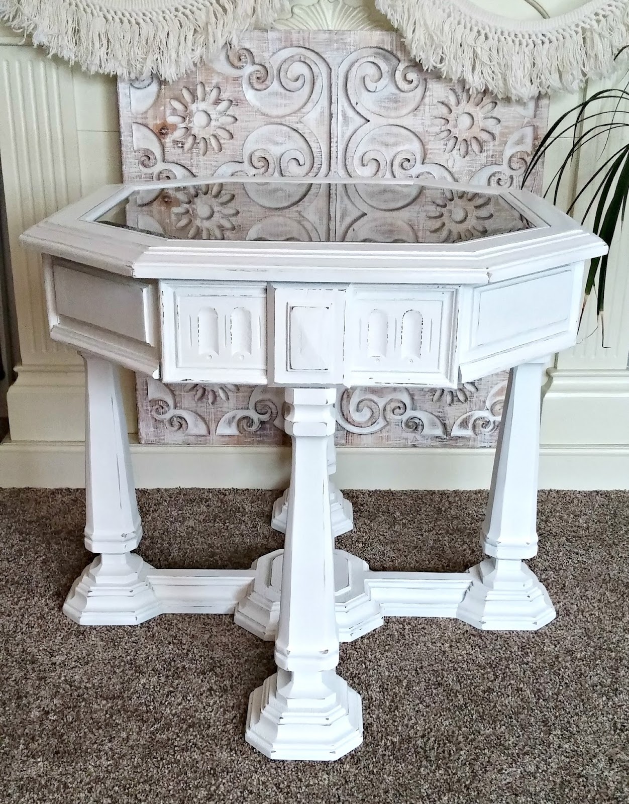 1970's Gothic Style End Table Makeover - Little Vintage Cottage