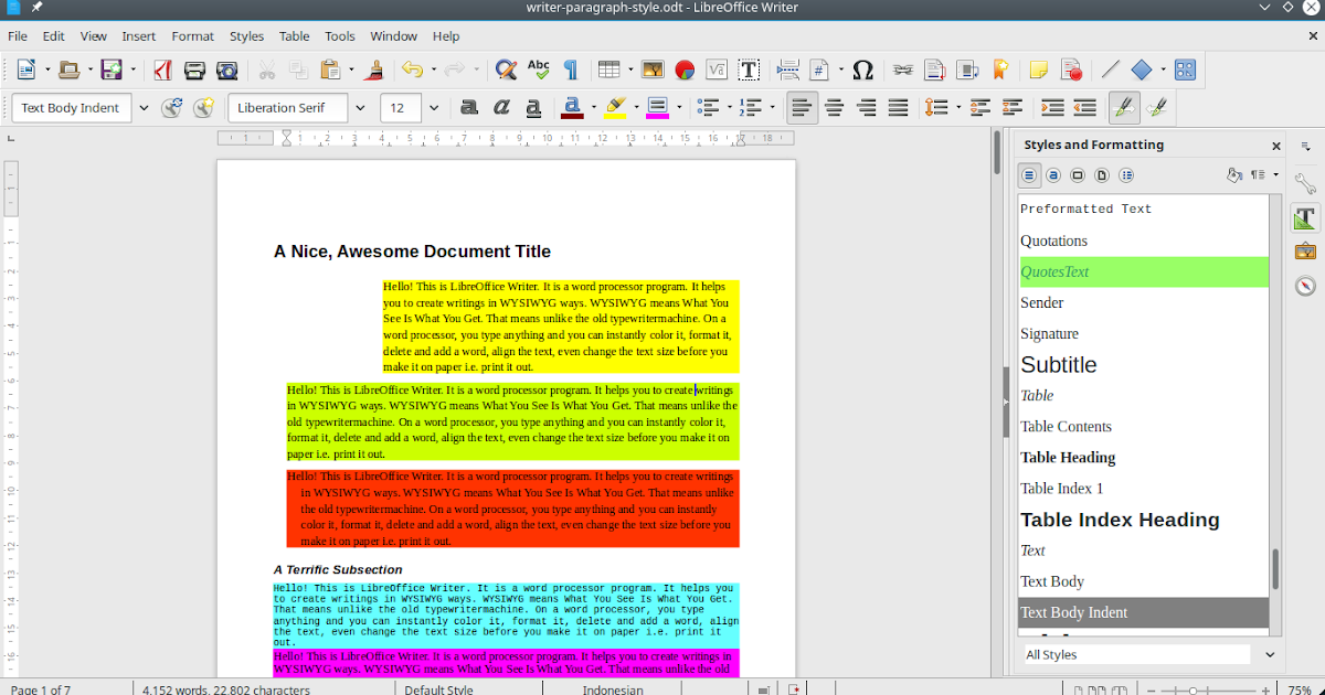 LibreOffice Writer: Using Paragraph Styles