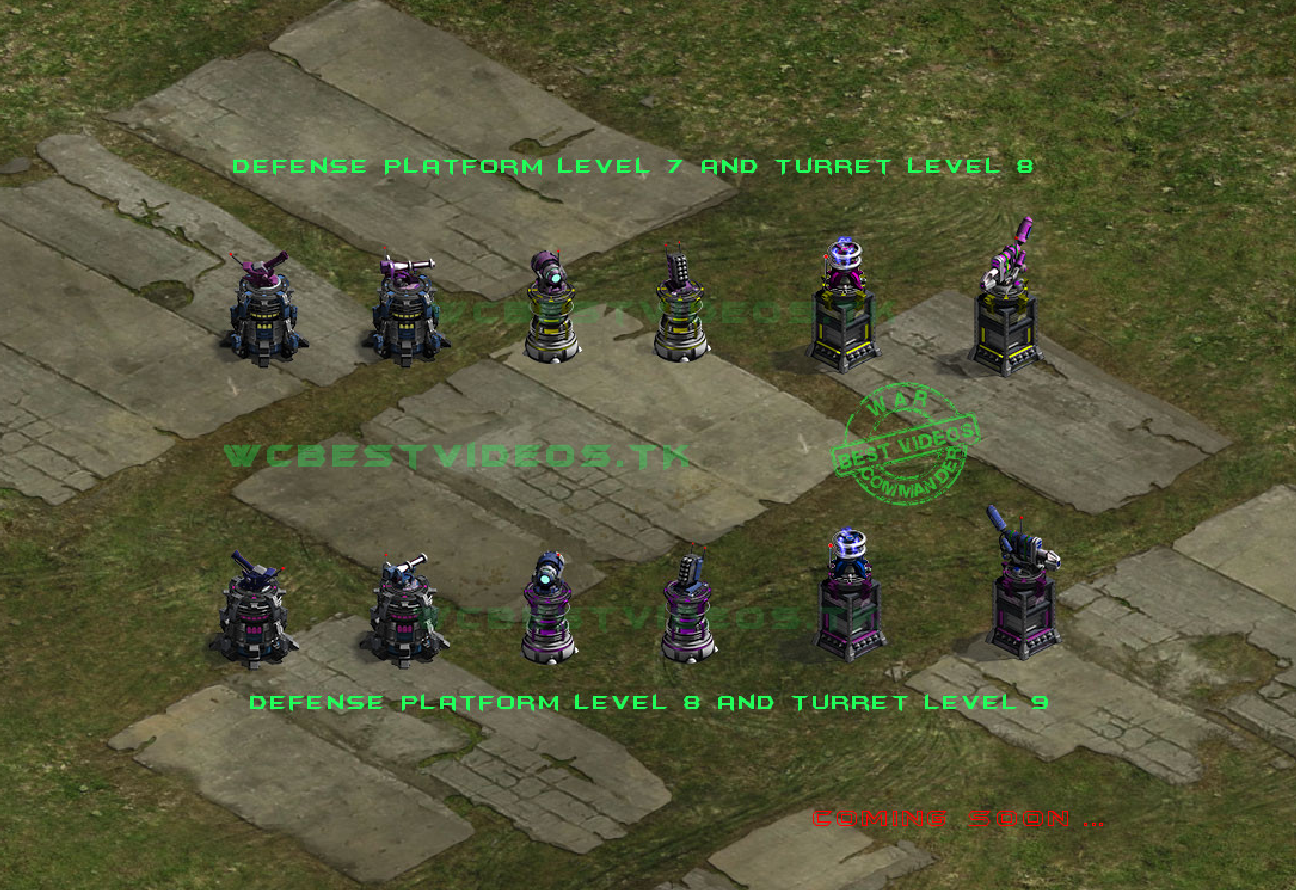 Defense Platform Level 8 and Turret Level 9 (War Commander Best Videos)