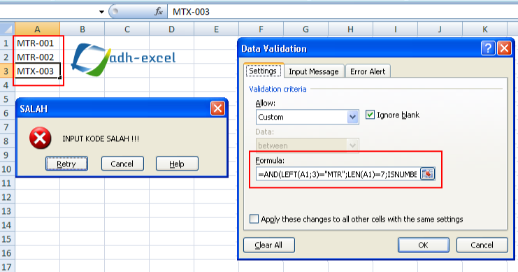 Membuat Validasi Input Untuk Format Tertentu Dengan Data Validation ...