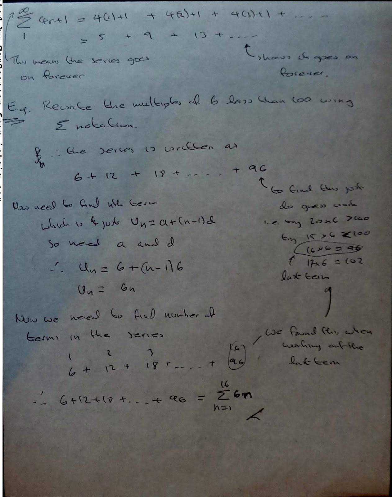 A Level Maths Notes: AS Sequences and Series - Sigma Notation