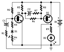 Flashing LED Battery Status Indicator Circuit Diagram