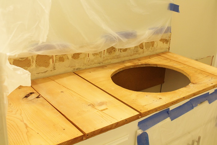 Replacing the Tile Vanity Top on A Budget - Bathroom Renovation | It ...
