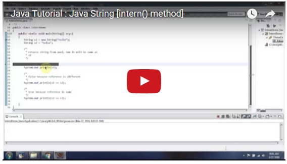 JAVA EE: Java Tutorial : Java String [intern() method]