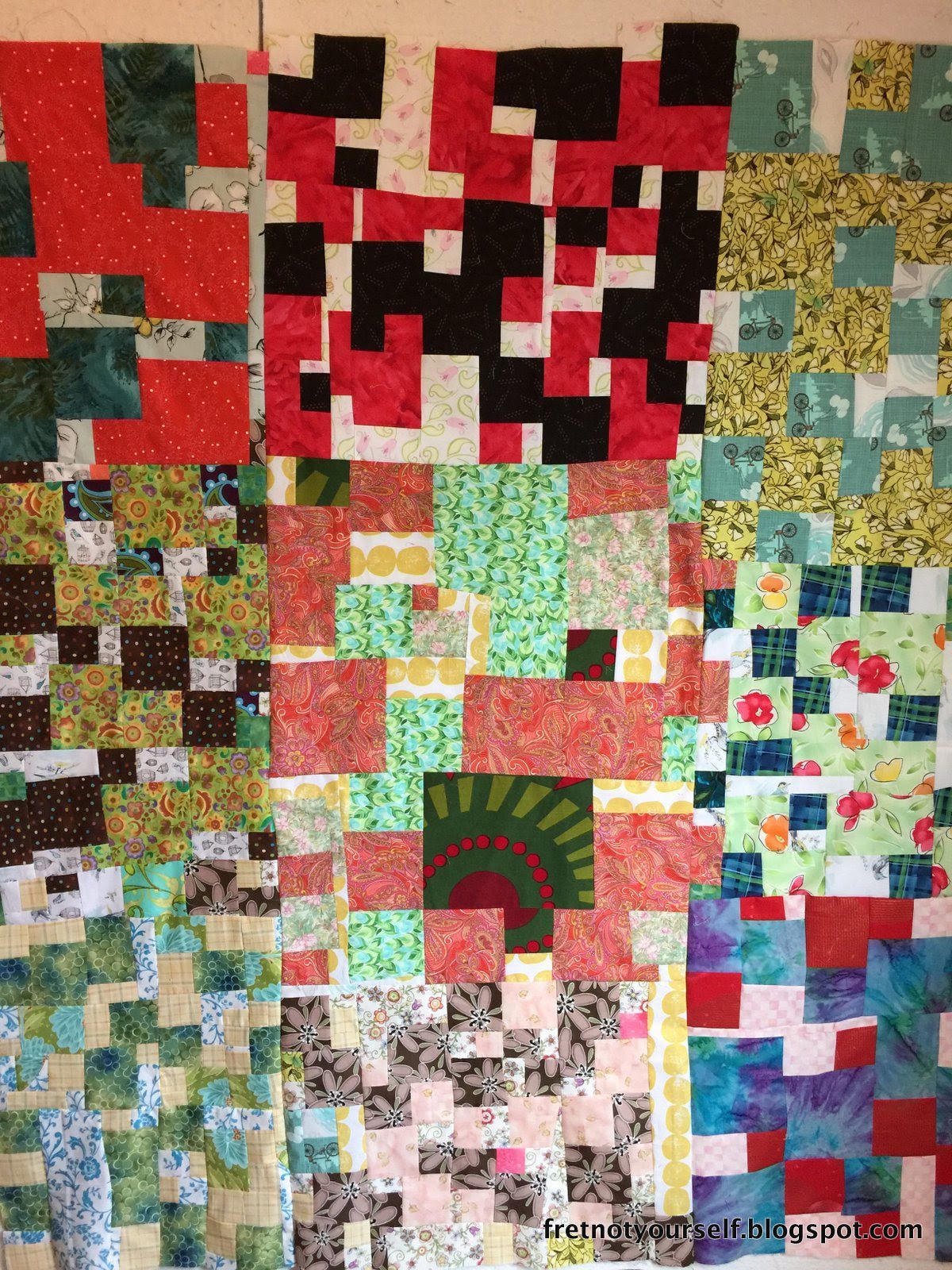 Fret Not Yourself: Floating Squares Improv Top Complete