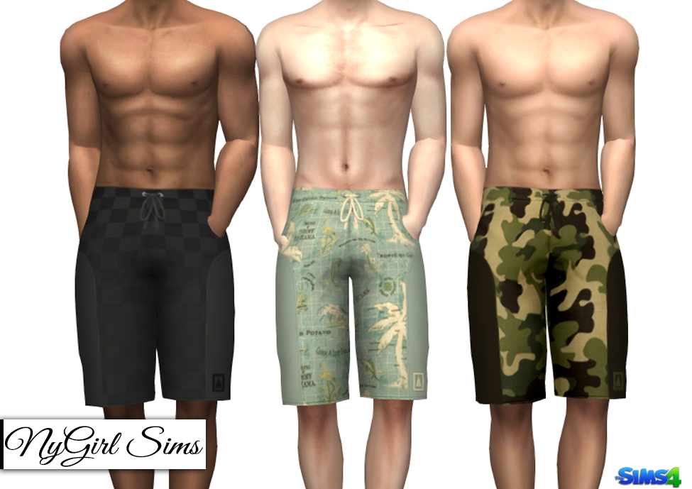 NyGirl Sims 4: Men's Swim Trunk Three Pack