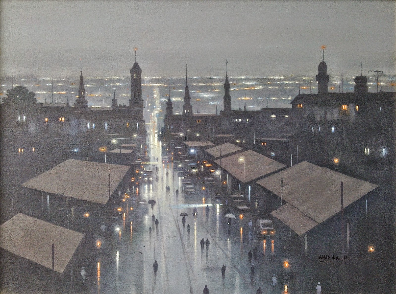 Abiodun Olaku, 1958 | Waterscape/Cityscape painter | Tutt'Art ...