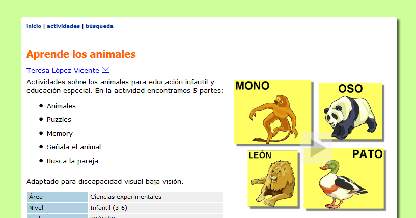 Jugar es educar: Animales en Jclic