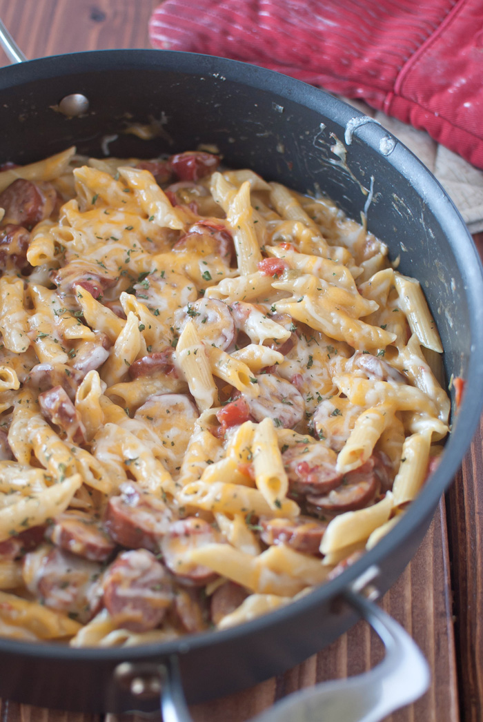Little Bits Sausage Pasta Skillet Recipe
