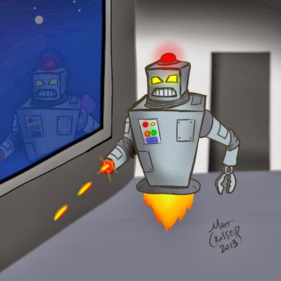 Matt's Sketch Pad: Matt's Monster Madness 2013 - Day 11 Evil Space Robot