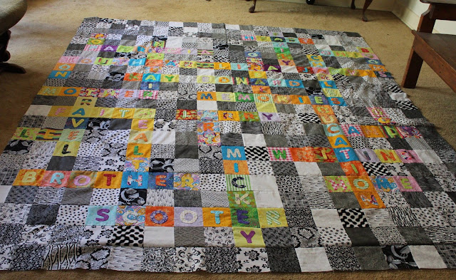 Piece of Mind Crafts: Family Crossword Puzzle Quilt