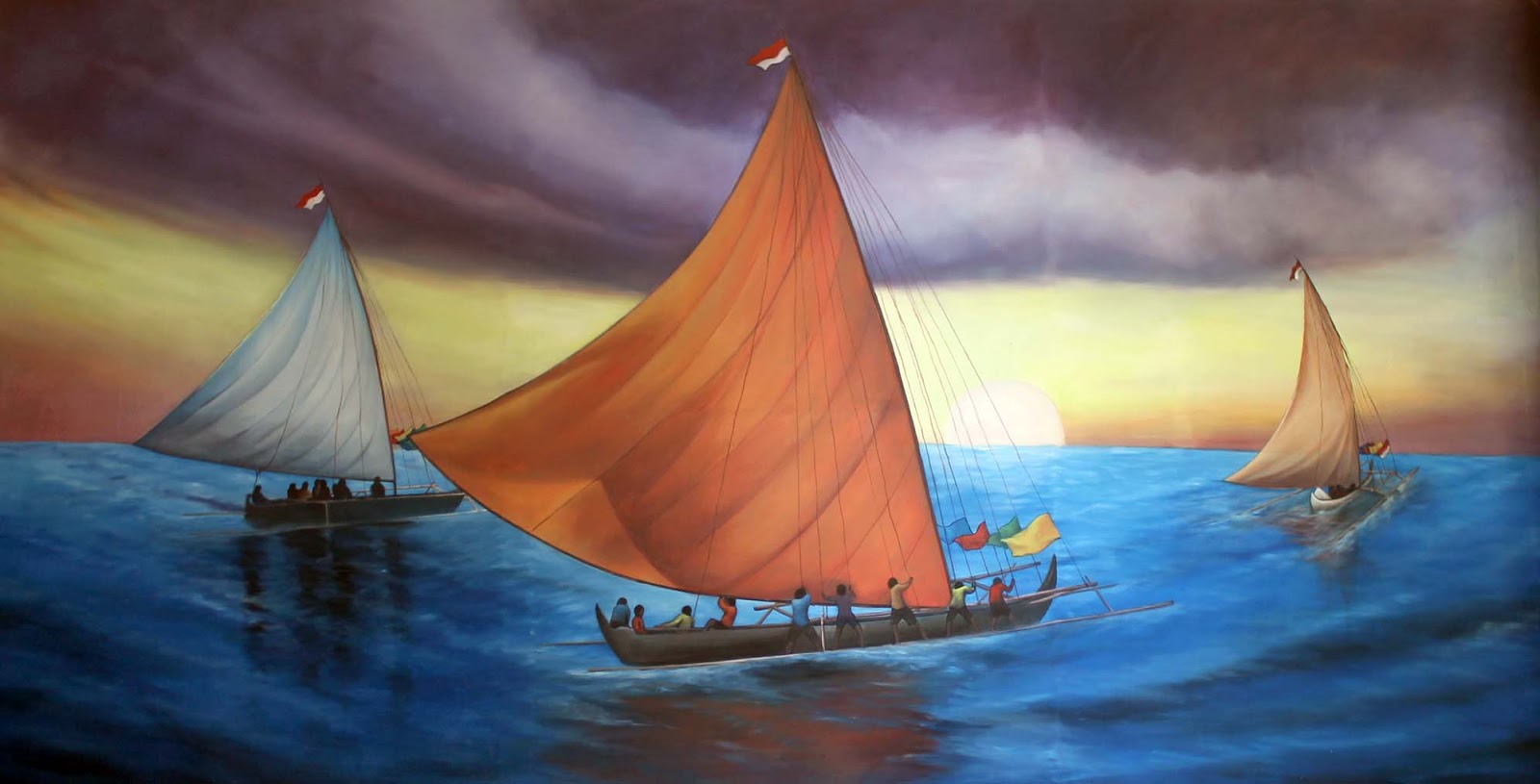 Perahu Sandeq Oil and Acrylic Painting Apiss art studio