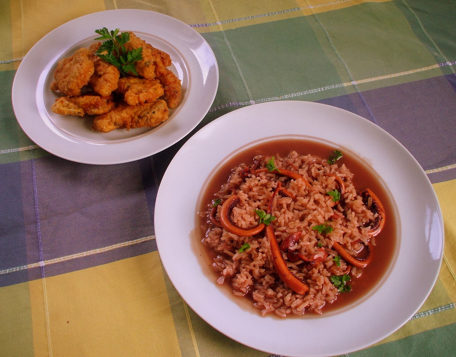 Da Panela para o Coração : Tentáculos de lula-pota frita com arroz do mesmo