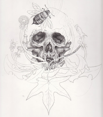 Mister Beaudry's drawings...: Skull with Bee.
