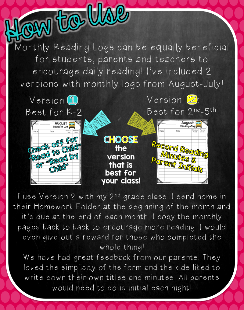 Mrs. MeGown's Second Grade Safari: Monthly Reading Logs for Elementary ...