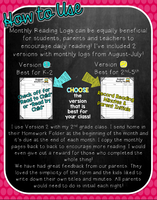 Mrs. MeGown's Second Grade Safari: Monthly Reading Logs for Elementary ...