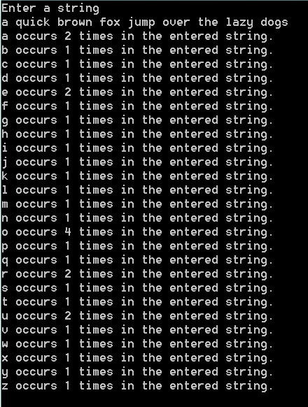 Find Frequency Of Characters In A String