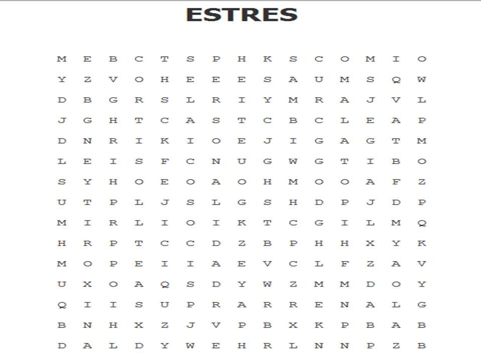 ¿El estrés maneja tu vida?: Sopa de letras