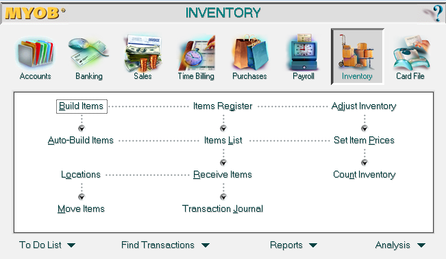 membuat inventory pada myob