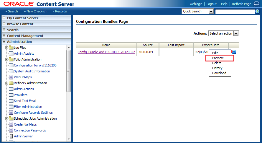 Hostile Coding: Oracle UCM: Migrate Configurations Between Servers