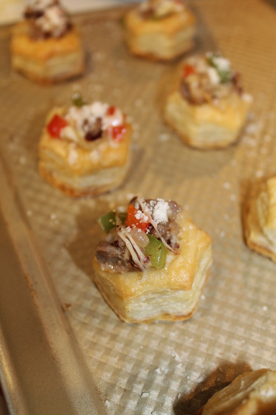 Beta's Bites: Sausage and Pepper Puff Pastry Cups