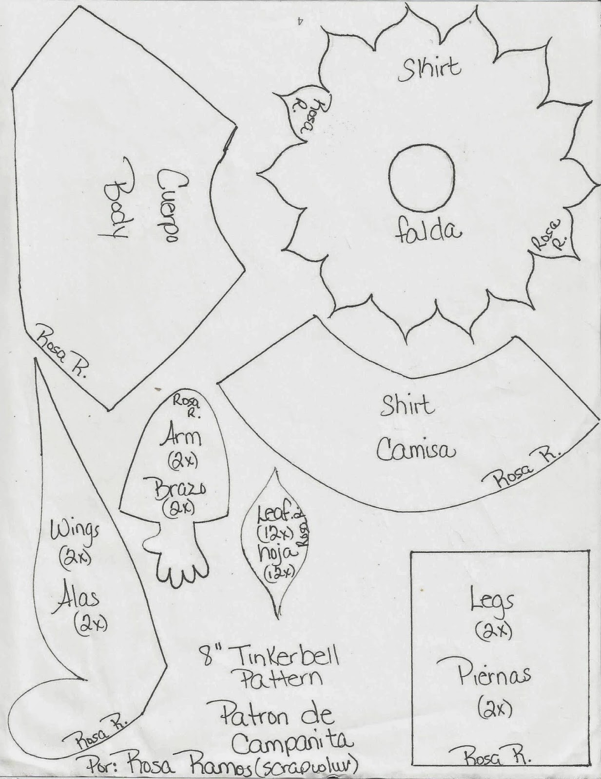 Scrapwluv Creations: Tinkerbell Cake Topper Fofucha Doll and Pattern