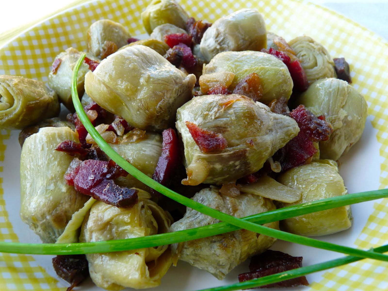 La cocina de Piescu: Alcachofas baby con jamón