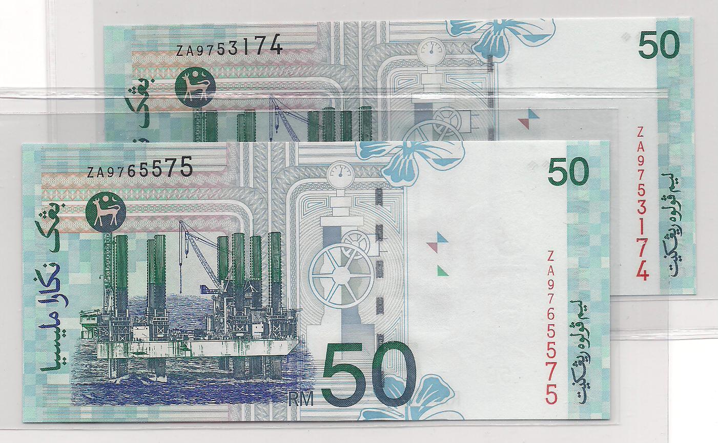 Malaysia Banknote & Coin: Malaysia RM50 Ali Abu Hassan ZA + RM50 Zeti ...