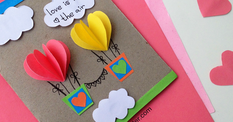 Heart Hot Air Balloon Card - Messy Little Monster