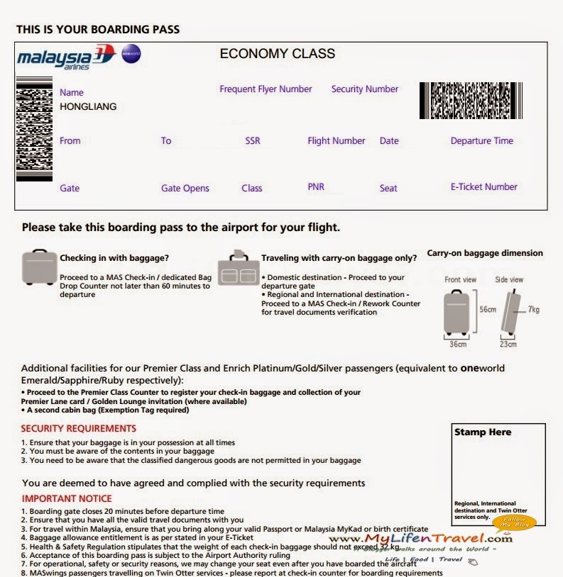 马航航空公司 - 如何在线 / 网站 / 自助办理登机手续