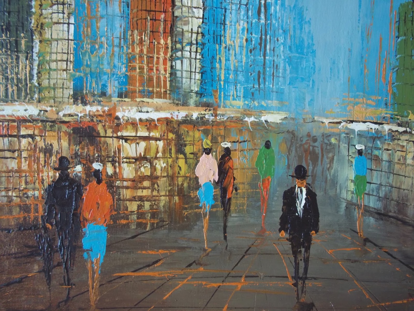 modern20: Vintage 1960's Abstract Expressionist "CityScape" Oil Painting