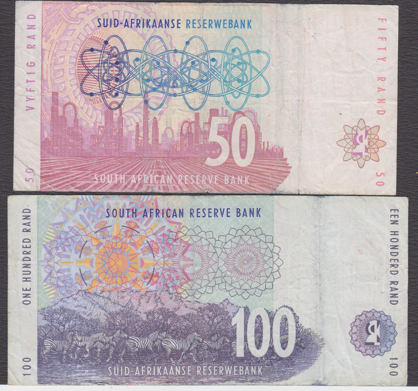 Blogart South African 50 And 100 Rand Banknotes Old Series 1992 blogart-south-african-50-and-100-rand-banknotes-old-series-1992