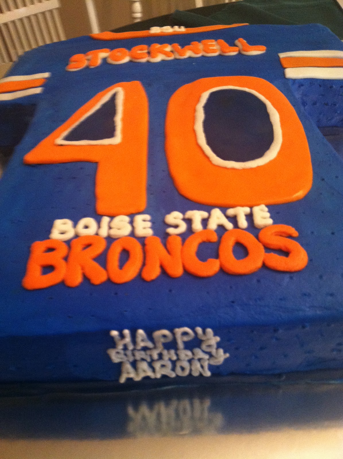 Cat's Cake Creations: Boise State Jersey Birthday Cake