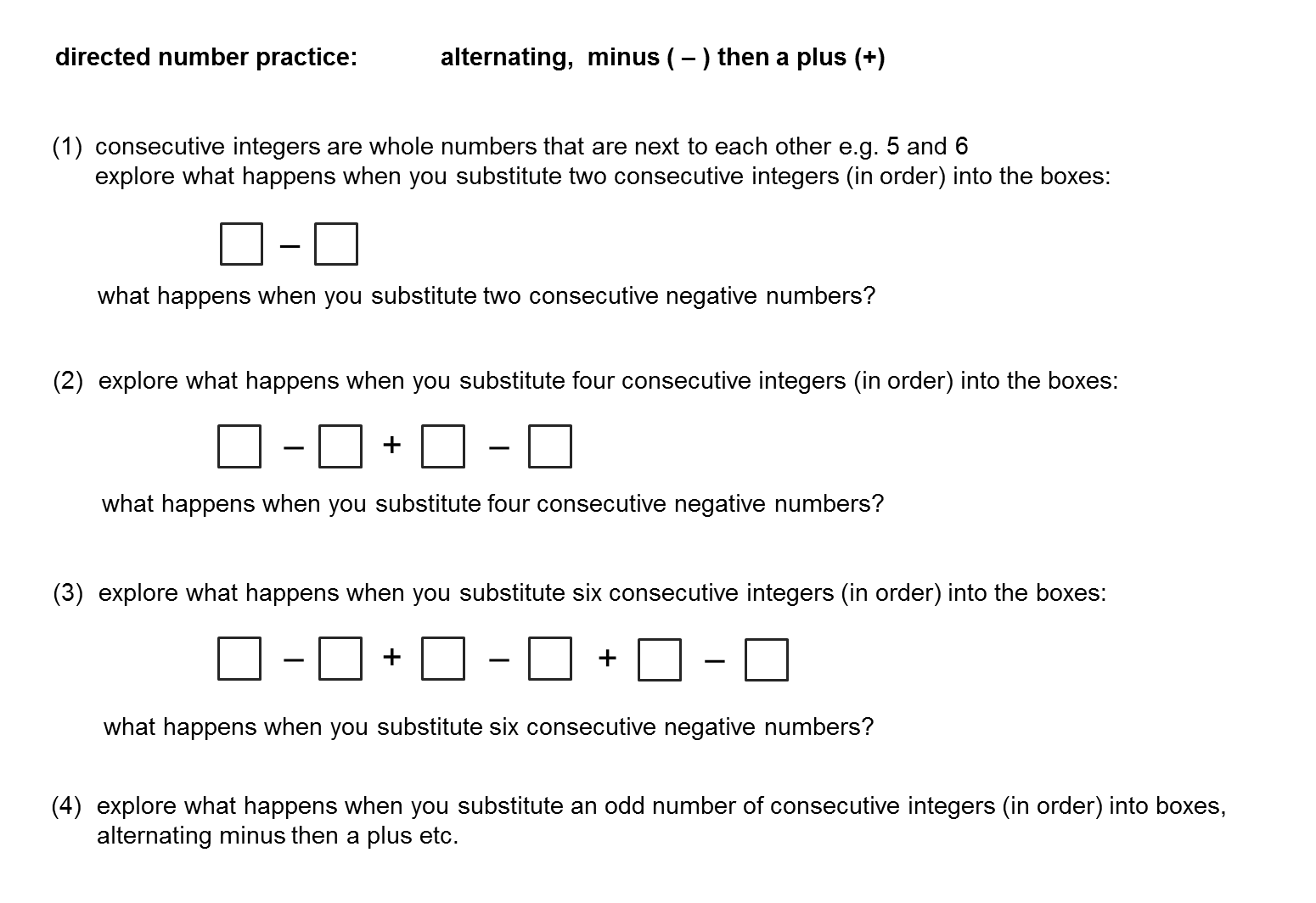 MEDIAN Don Steward mathematics teaching: directed number practice